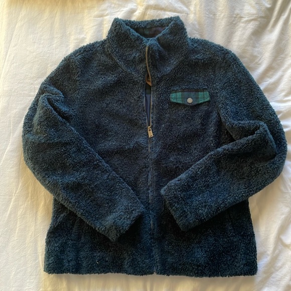 Pendleton | Jackets & Coats | Pendleton Fleece Jacket With Plaid Trim ...